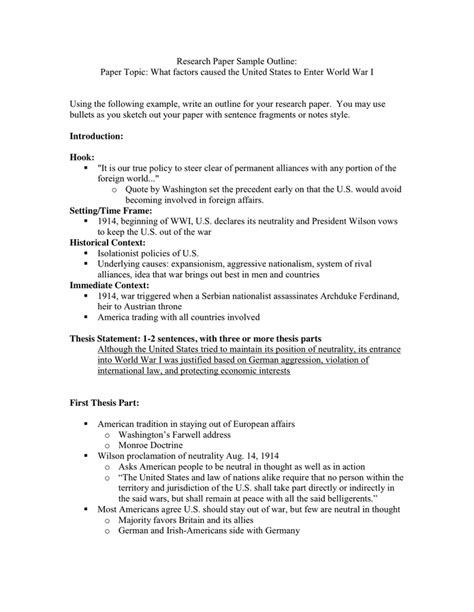 Research Paper Sample Outline In Word And Pdf Formats