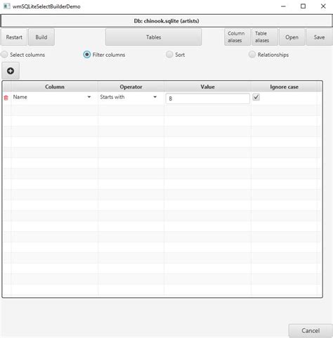 Class B4j Sqlite Wmsqliteselectbuilder A More Or Less Graphical Builder For Sqlite