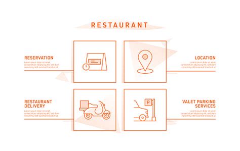레스토랑 음식 및 음료 관련 프로세스 인포그래픽 템플릿 프로세스 타임라인 차트 선형 아이콘이 있는 워크플로 레이아웃 건강한