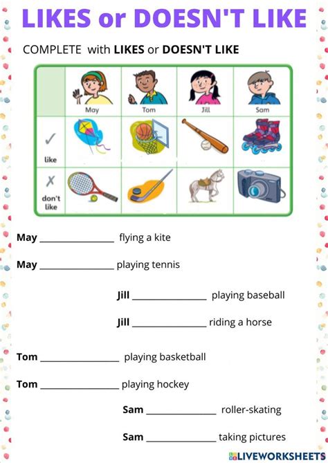 LIKES Or DOESN T LIKE Interactive Worksheet Teacher Planning Teaching Teaching English