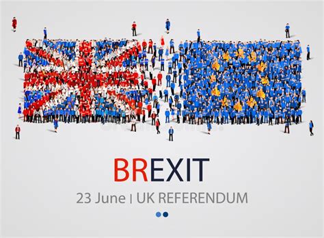 Menigte Of Groep Mensen In Vorm Van De Britse En Vlaggen Van Europa De