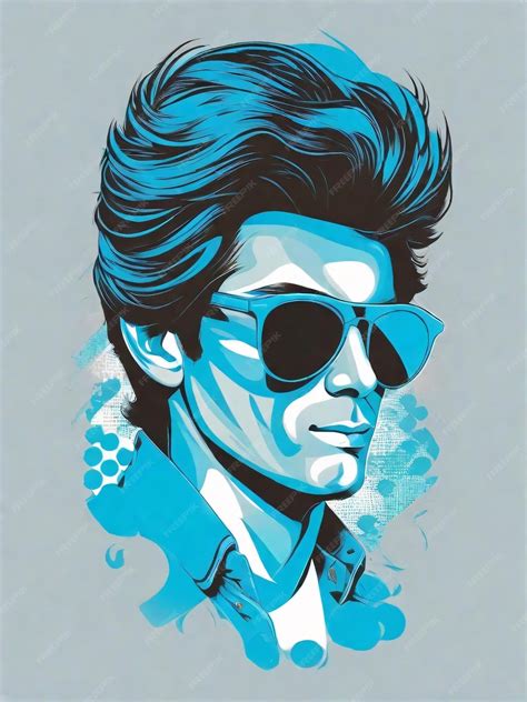 Premium Ai Image Coold Man In Blue Vector Illustration For Tshirt Design