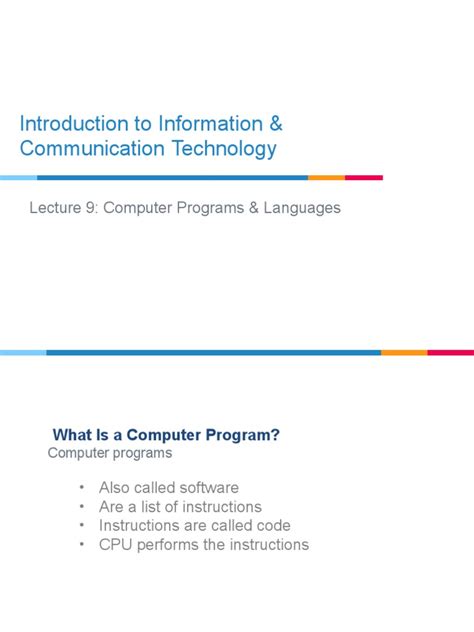 Introduction To Information And Communication Technology Lecture 9