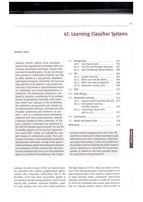 Pdf Learning Classifier Systems