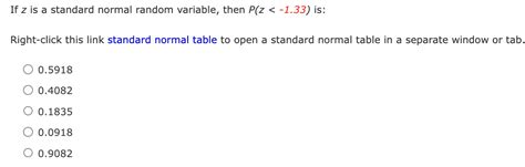 Solved If Z Is A Standard Normal Random Variable Then