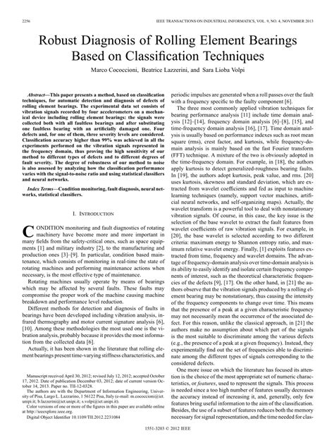 Pdf Robust Diagnosis Of Rolling Element Bearings Based On