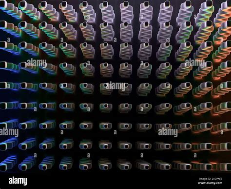Mems Neural Interface Chip Coloured Scanning Electron Micrograph Of An