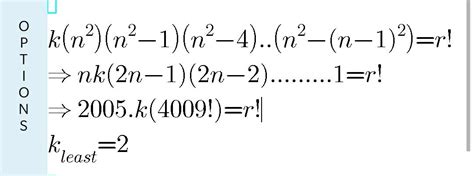 4 let n 2005 the least positive integer k which k left n