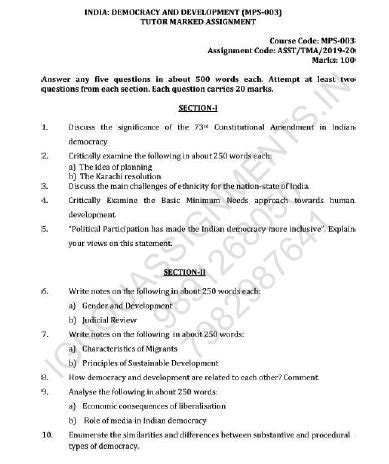 IGNOU MPS SOLVED ASSIGNMENT ENGLISH MEDIUM IGNOU Solved Assignment Download PDF