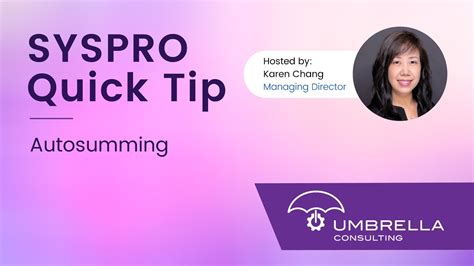 Syspro Quick Tip Autosum Youtube
