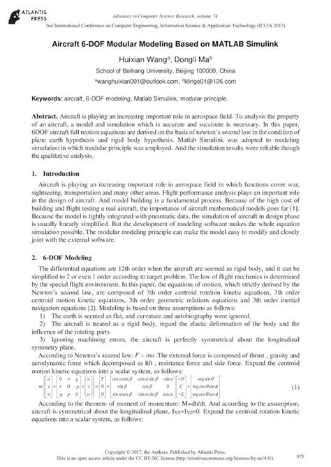 PDF Aircraft DOF Modular Modeling Based On MATLAB Simulink Aircraft DOF Modular Modeling