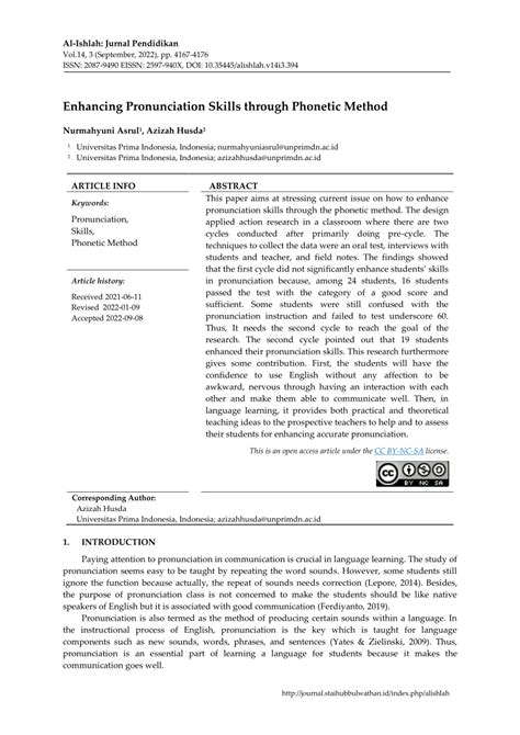 Pdf Enhancing Pronunciation Skills Through Phonetic Method