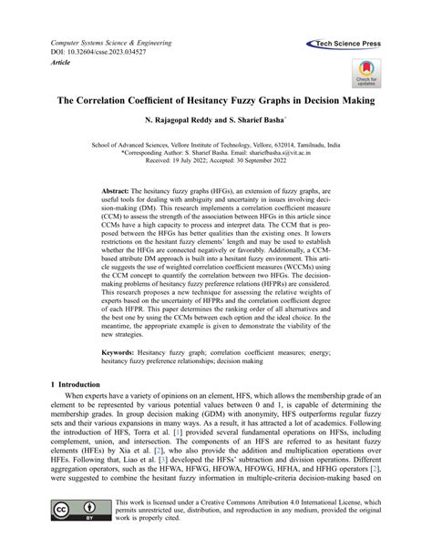 Pdf The Correlation Coefficient Of Hesitancy Fuzzy Graphs In Decision