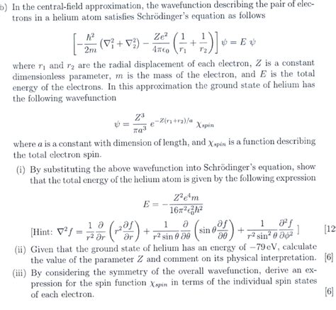 Solved B In The Central Field Approximation The