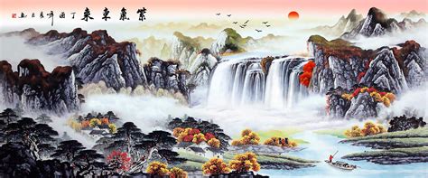 紫气东来 风水风俗画靠山画01装饰画超高清大图原图扫描真迹全图书画图片下载