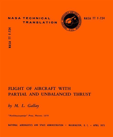 Flight Of Aircraft With Partial And Unbalanced Thrust Gallay Mir Books