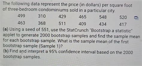 solved the following data represent the price in dollars