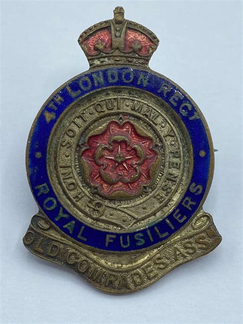 Ww1 Royal Fusiliers 4th London Regiment Old Comrades Association Badge