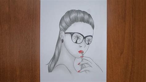 Девушка в очках Рисунок Карандашом Girl With Glasses Drawing