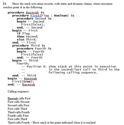 18 show the stack activation records with static