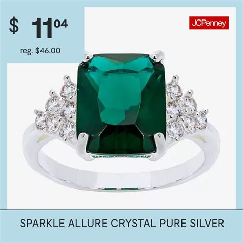 Sparkle Allure Crystal Pure Silver Over Brass Side Stone Engagement