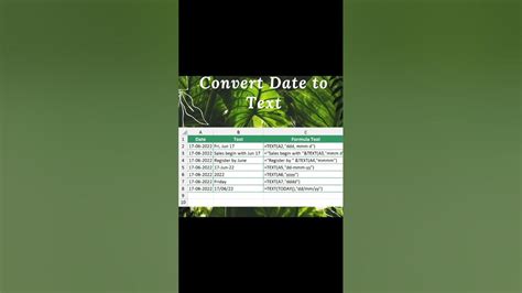 Excel Convert Date Text Transformation Youtube