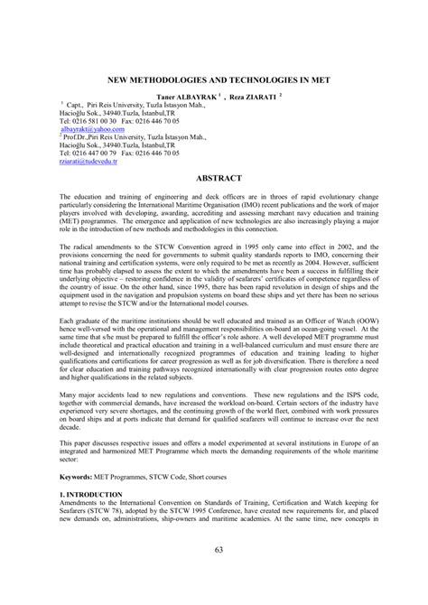 PDF Methodologies And Technologies In Maritime Education And Training MET