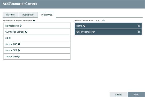 Apache Nifi 1150 Parameter Context Inheritance