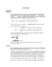 Physics 2CL Lab 2 Report Docx Lab 2 Report Worksheet Section 4 1 Using Only The Measurements