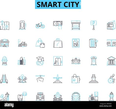 Smart City Linear Icons Set Innovations Sustainability Connectedness Efficiency Technology