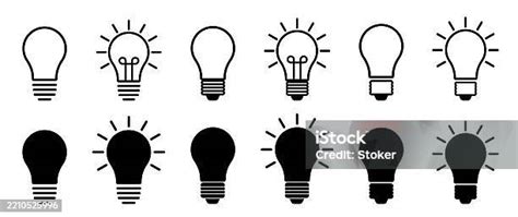 전구 램프 아이콘 세트입니다 전기 램프 그림 기호입니다 아이디어 기호 또는 로고 0명에 대한 스톡 벡터 아트 및 기타 이미지 0명 개념 개념과 주제 Istock