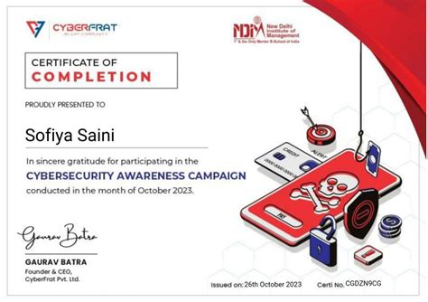Cybersecurity Certification Cyberfrat Ndim Sofiya Saini