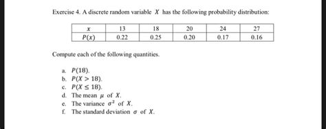 Solved Exercise A Discrete Random Variable X Has The Chegg Com