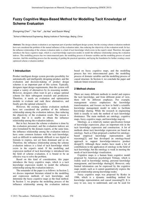 Pdf Fuzzy Cognitive Maps Based Method For Modelling Tacit Knowledge Of Scheme Evaluation