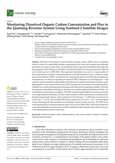 Pdf Monitoring Dissolved Organic Carbon Concentration And Flux In The Qiantang Riverine System