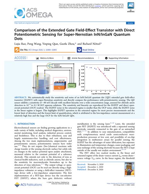 Pdf Comparison Of The Extended Gate Field Effect Transistor With Direct Potentiometric Sensing