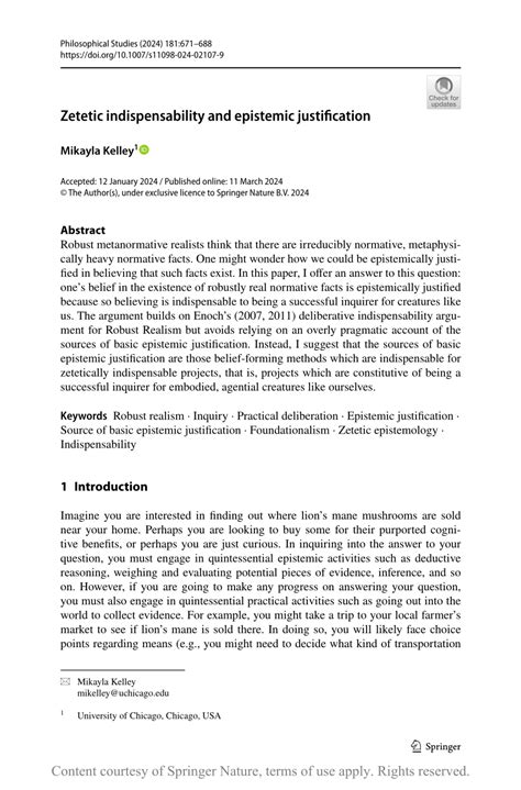 Zetetic Indispensability And Epistemic Justification