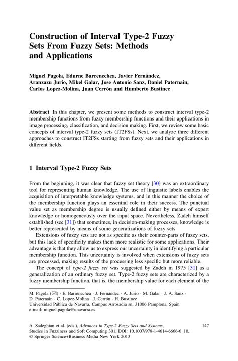 PDF Construction Of Interval Type Fuzzy Sets From Fuzzy Sets Methods And Applications