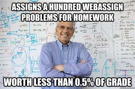 Assigns A Hundred Webassign Problems For Homework Worth Less Than 05 Of Grade Engineering