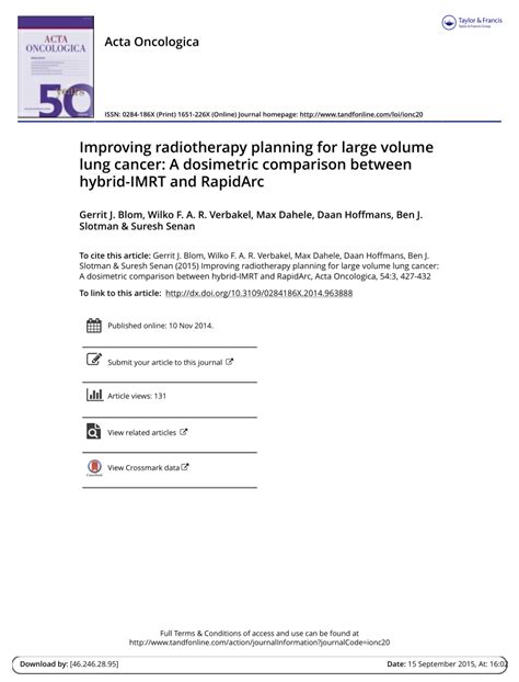 Pdf Improving Radiotherapy Planning For Large Volume Lung Cancer A