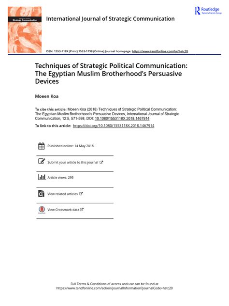 Techniques Of Strategic Political Communication The Egyptian Muslim Brotherhood S Persuasive