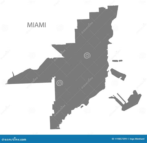 Forma Gris De La Silueta Del Ejemplo Del Mapa De La Ciudad De Miami La Florida Ilustración Del