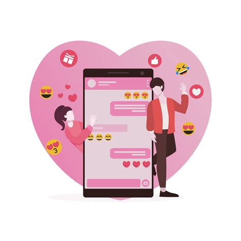 Young Couple With Smartphone Online Dating Application Virtual