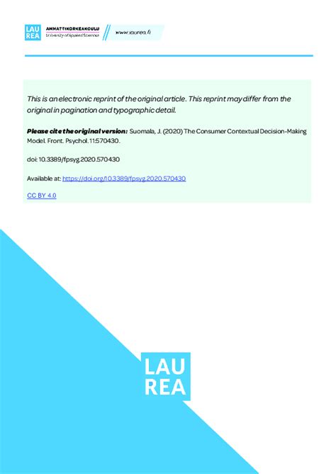 Pdf The Consumer Contextual Decision Making Model
