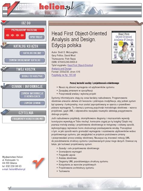 head first object oriented analysis and design edycja polska rusz głową pdf