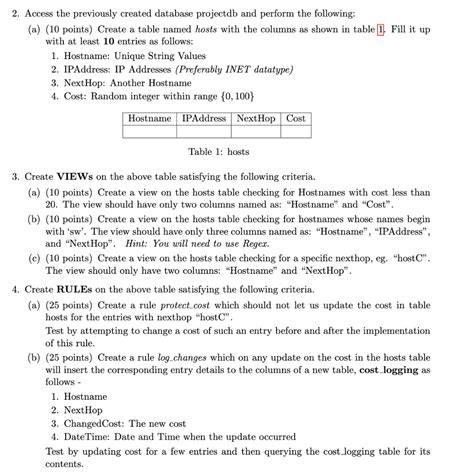 Solved 2 Access The Previously Created Database Projectdb