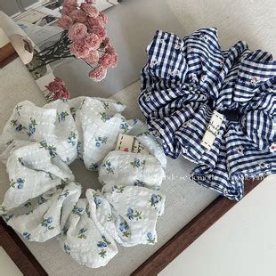 复古法式小花大肠发圈格纹肥肠圈百搭少女丸子头发饰田园风头绳 阿里巴巴