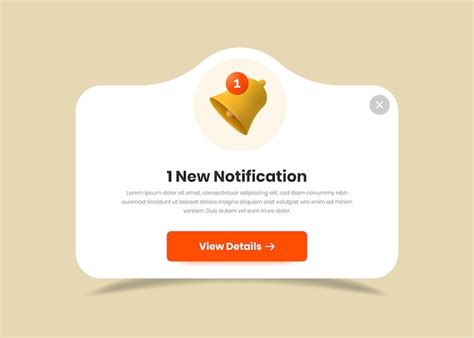 Premium Vector Simple Notification Popup Screen Ui With Bell Illustration And Button