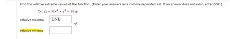 solved find the relative extreme values of the function