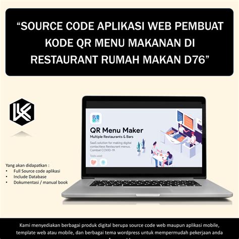 Jual Source Code Aplikasi Web Pembuat Kode Qr Menu Makanan Di Restaurant Rumah Makan D76